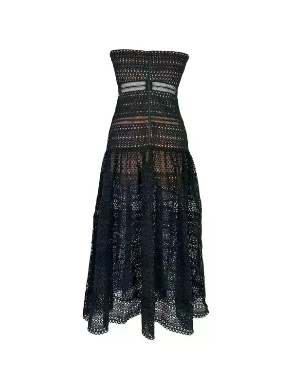 SELF-PORTRAIT Guipure Lace Strapless Midi Dress