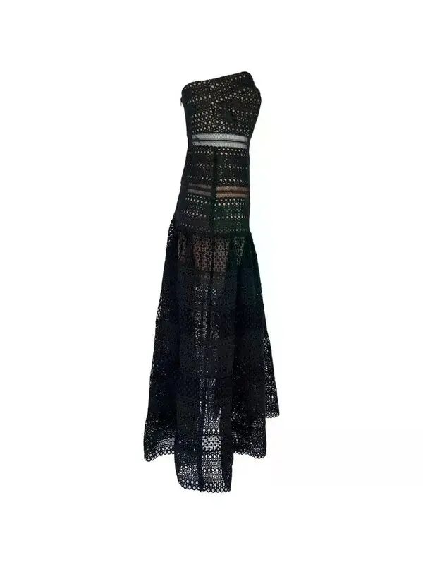 SELF-PORTRAIT Guipure Lace Strapless Midi Dress