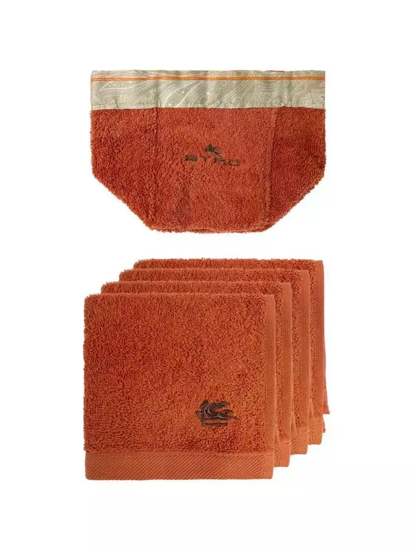 Etro Pegaso-embroidered Paisley-trim Basket And Towels Set - Orange