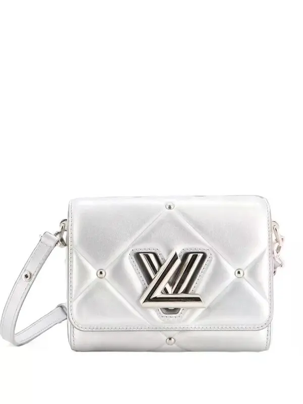 LOUIS VUITTON Twist Handbag Studded Quilted Leather Pm Crossbody Bag - Silver