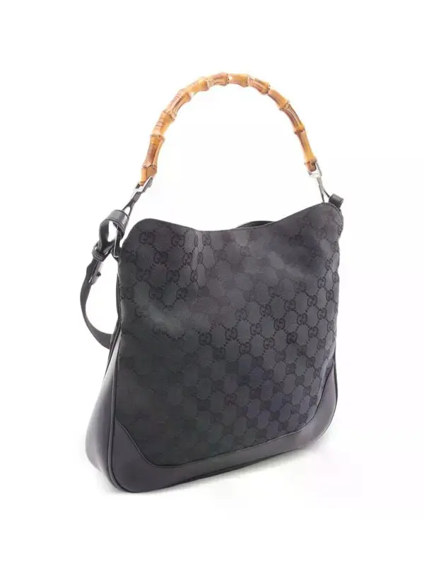 Gucci Gg Canvas Bamboo Web Satchel - Black