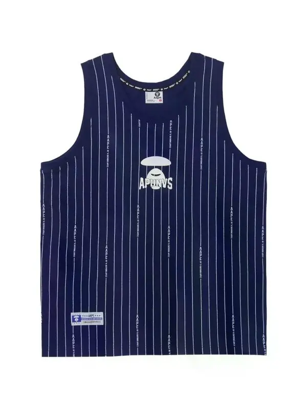AAPE BY *A BATHING APE Moonface Pinstripe-print Tank Top