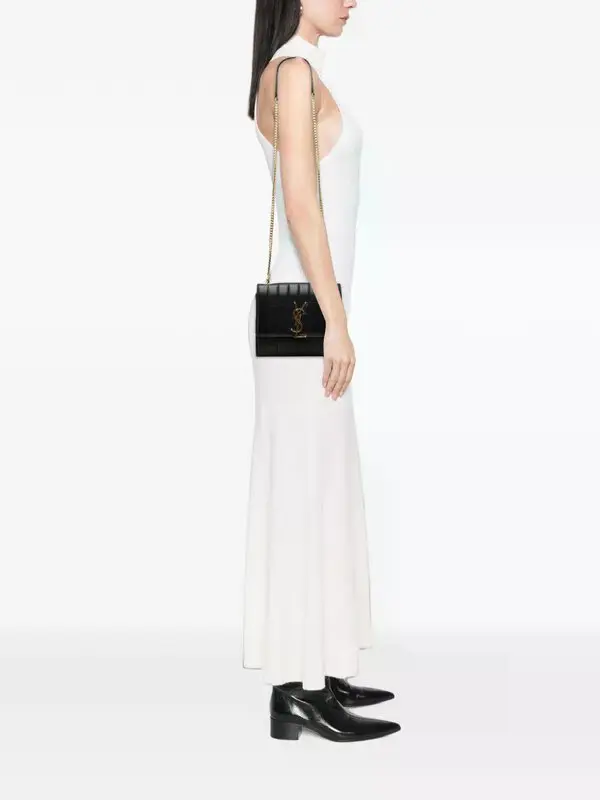 Saint Laurent Matelassé Lambskin Monogram Vicky Chain Wallet Crossbody Bag