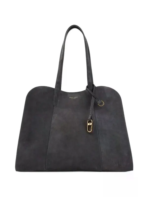 Giorgio Armani Suede Logo Tote Bag - Grey
