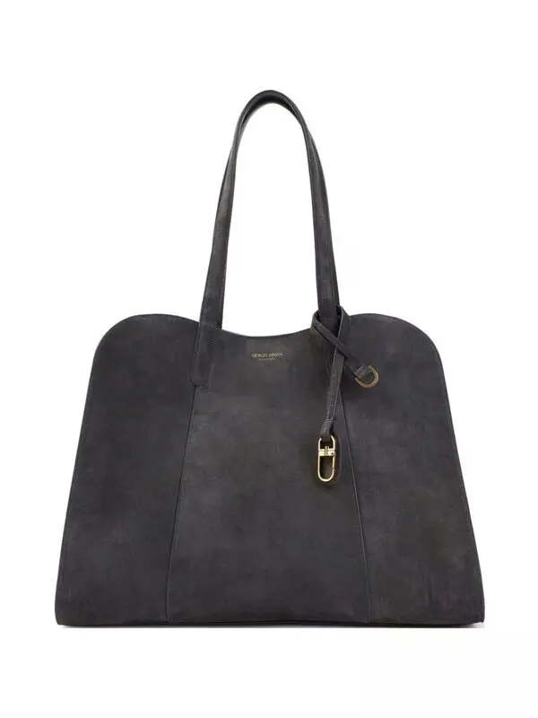Giorgio Armani Suede Logo Tote Bag - Grey