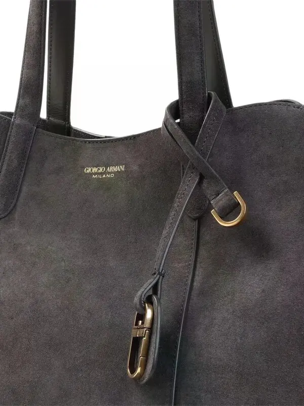 Giorgio Armani Suede Logo Tote Bag - Grey
