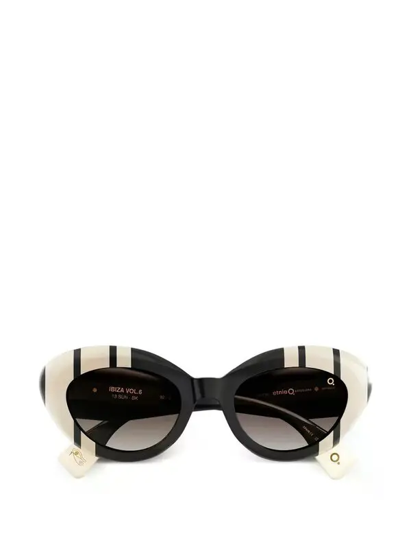 ETNIA BARCELONA Striped Oval Frame Sunglasses - Black