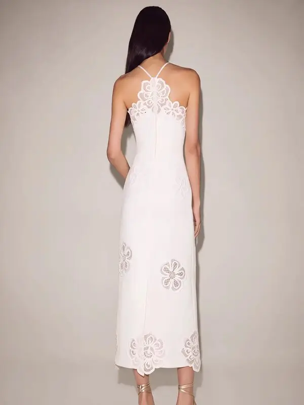 Alexis Magnoa Halter Maxi Dress With 3d Floral Appliqu