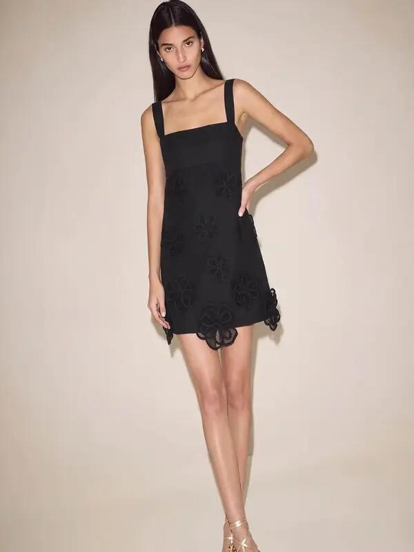Alexis Provenza Dress Sleeveless Mini With Floral Appliqu