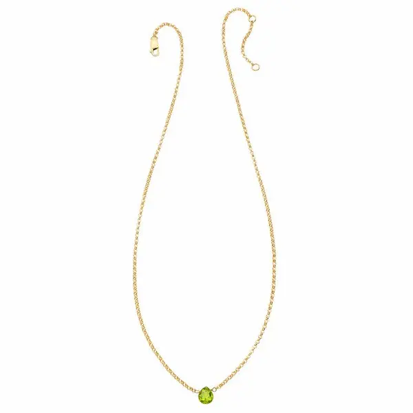HEATHER HAWKINS Tiny Gemstone Necklace Fourteen Karat Gold-filled August Birthstone Peridot - Green