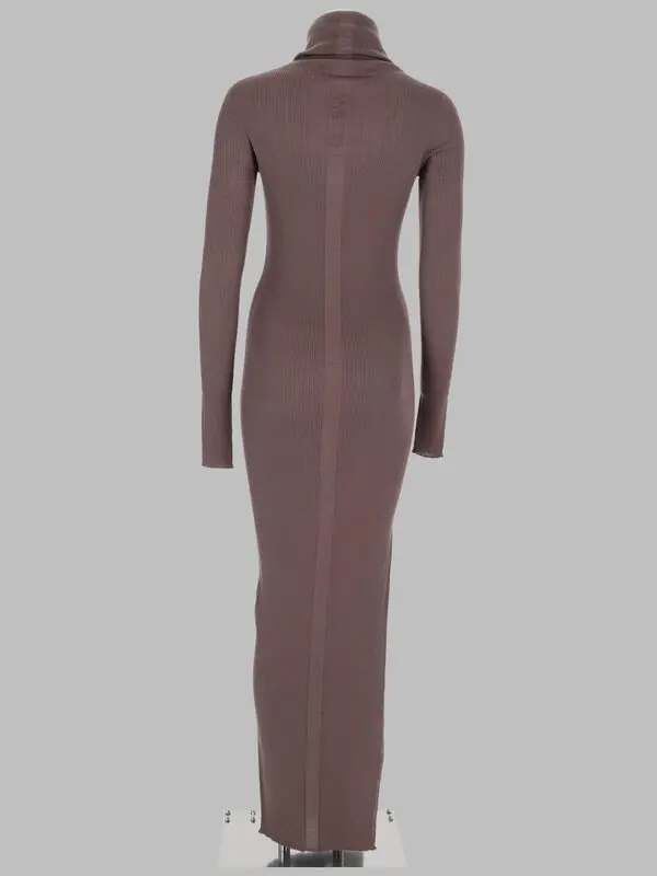 Rick Owens Ribbed Wool Turtleneck Dress With High Slit