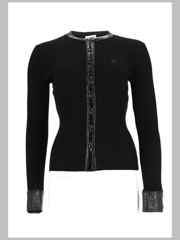 COURREGES Courrèges Ribbed Cardigan With Vinyl Details