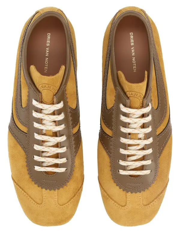 Dries Van Noten Suede Lace Up Sneakers - Beige