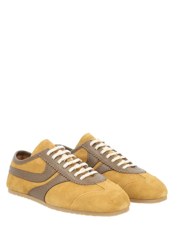Dries Van Noten Suede Lace Up Sneakers - Beige