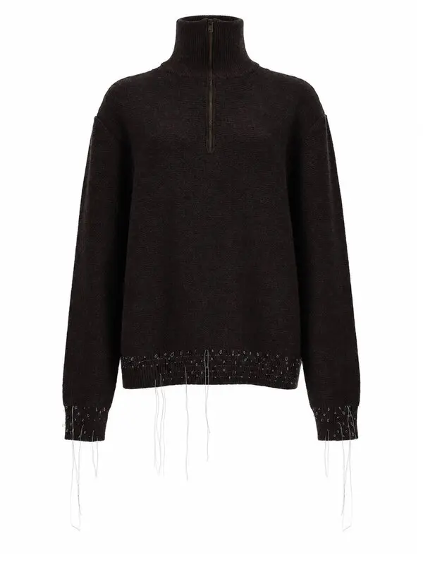 MAISON MARGIELA Maglia In Lana Con Zip A Un Quarto