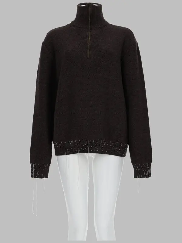 MAISON MARGIELA Maglia In Lana Con Zip A Un Quarto