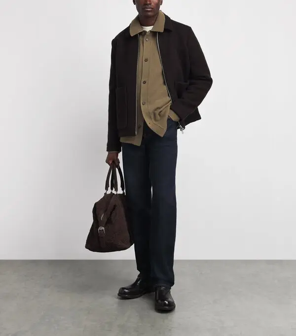 FRAME Boiled Wool Point Collar Cardigan