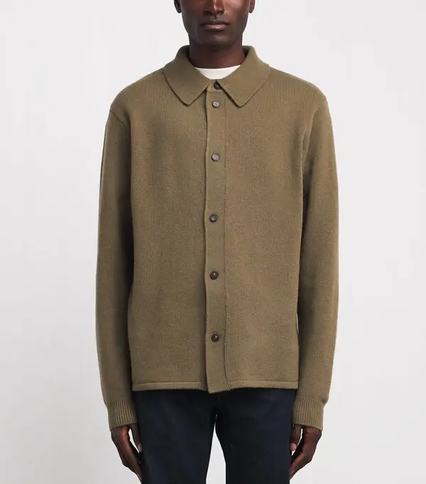 FRAME Boiled Wool Point Collar Cardigan