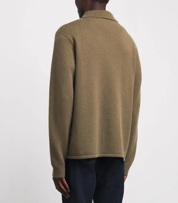 FRAME Boiled Wool Point Collar Cardigan