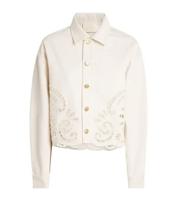 Ulla Johnson Bobbi Eyelet Denim Jacket - Ivory