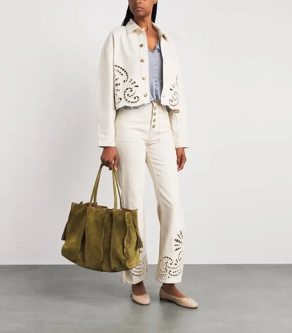 Ulla Johnson Bobbi Eyelet Denim Jacket - Ivory