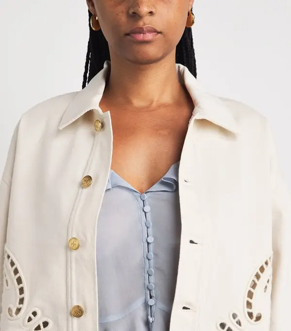 Ulla Johnson Bobbi Eyelet Denim Jacket - Ivory