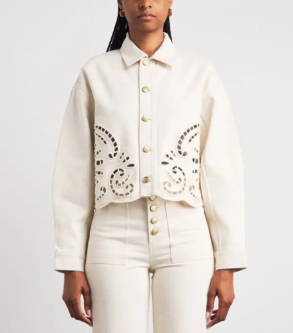 Ulla Johnson Bobbi Eyelet Denim Jacket - Ivory