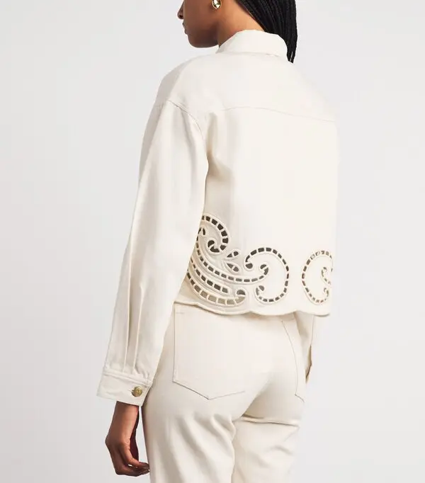 Ulla Johnson Bobbi Eyelet Denim Jacket - Ivory