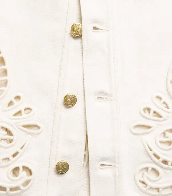 Ulla Johnson Bobbi Eyelet Denim Jacket - Ivory