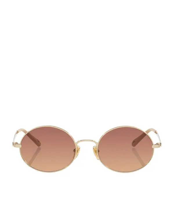 Chloé Aly Round Frame Sunglasses - Gold