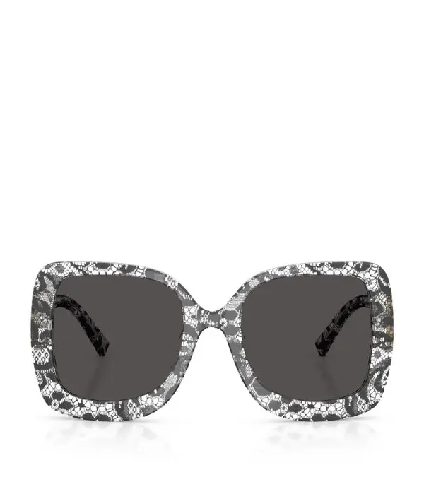 Dolce & Gabbana Lace Print Square Sunglasses - Black
