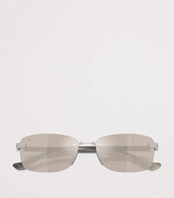 FERRARI Titanium Rimless Rectangular Sunglasses