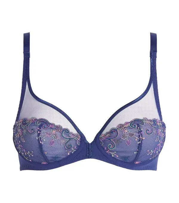 Simone Perele Embroidered Plunge Delice Bra - Blue