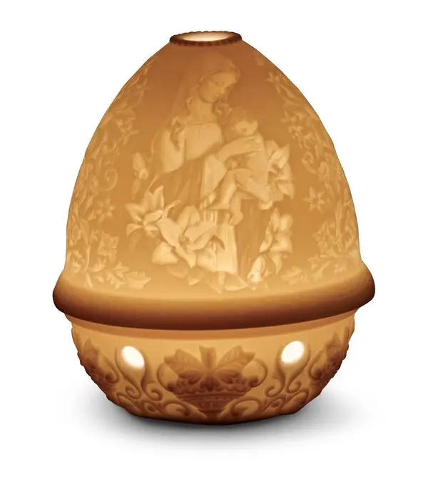 LLADRO Madonna Of The Flowers Lithophane Votive Lamp - White