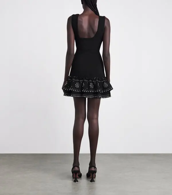 Sandro Knit Studded Ruffled Mini Dress