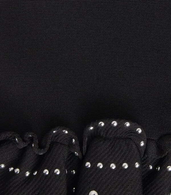 Sandro Knit Studded Ruffled Mini Dress