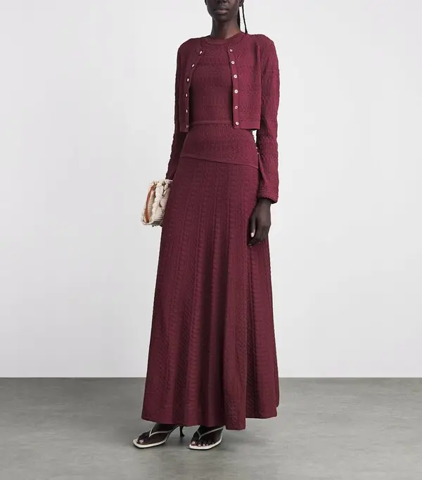 Sandro Pointelle Knit Maxi Dress