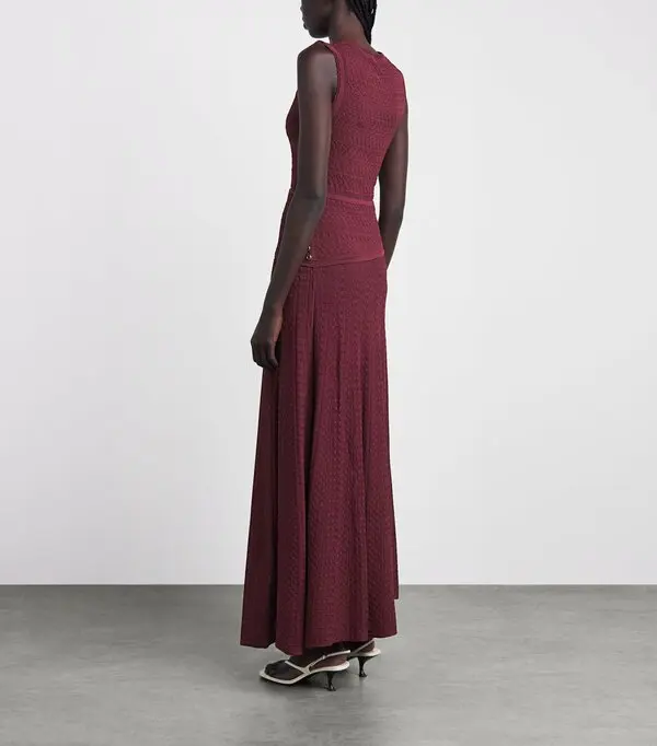 Sandro Pointelle Knit Maxi Dress