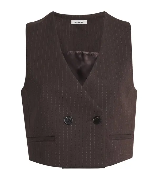Sandro Striped Cropped Waistcoat