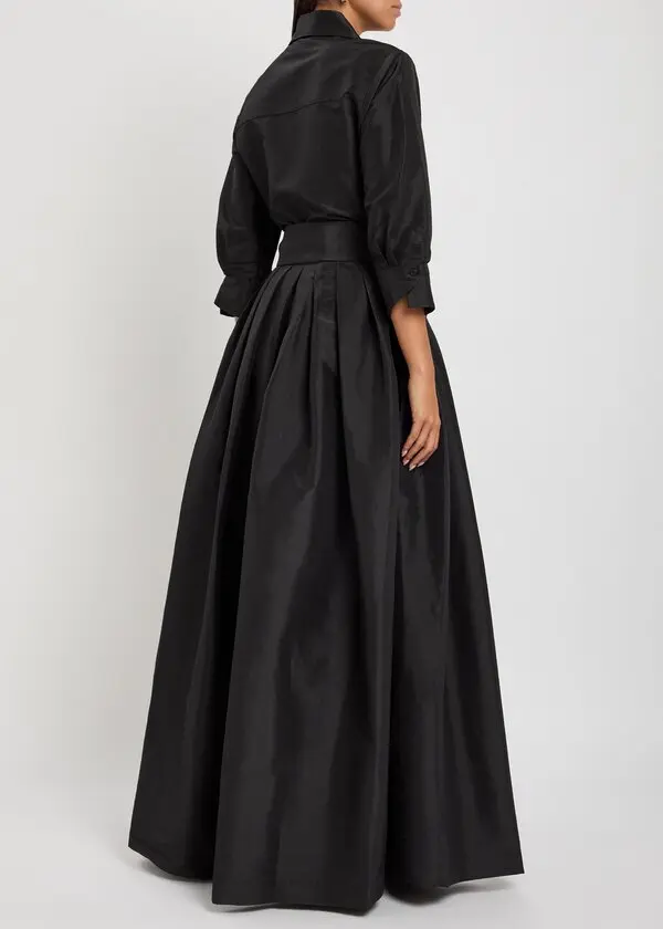 Simkhai Julip Belted Taffeta Maxi Shirt Dress