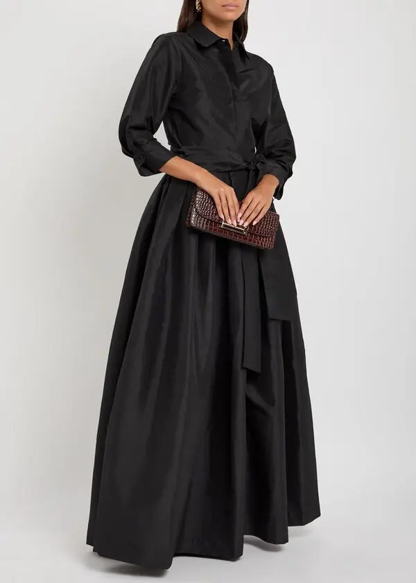 Simkhai Julip Belted Taffeta Maxi Shirt Dress