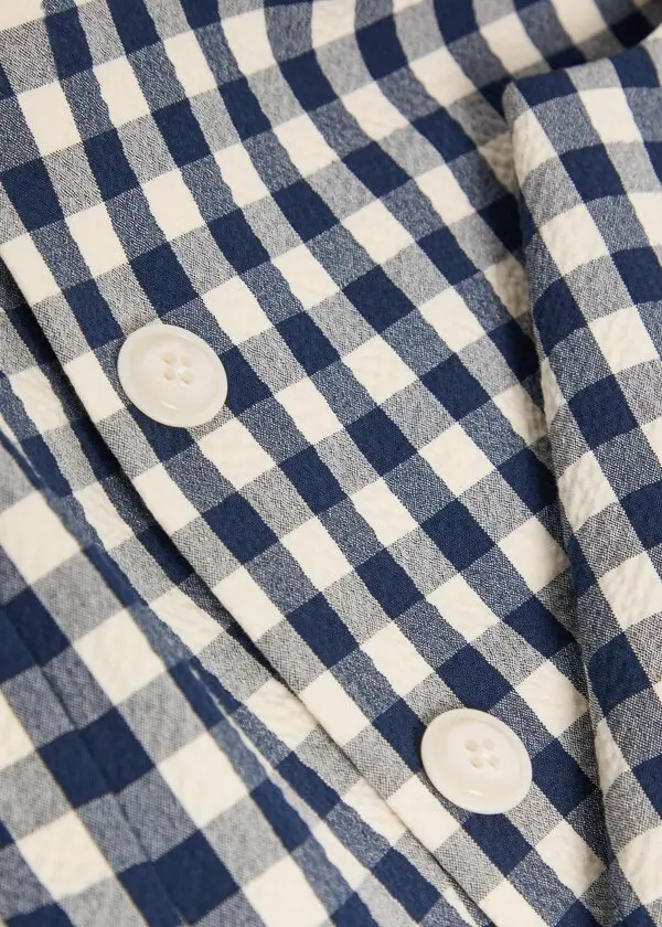 Veronica Beard Lois Gingham Seersucker Vest - Navy