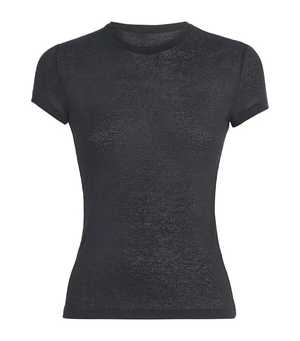 SKIMS Semi-sheer Ribbed T-shirt - Black