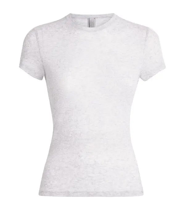 SKIMS Semi-sheer Ribbed T-shirt - Grey