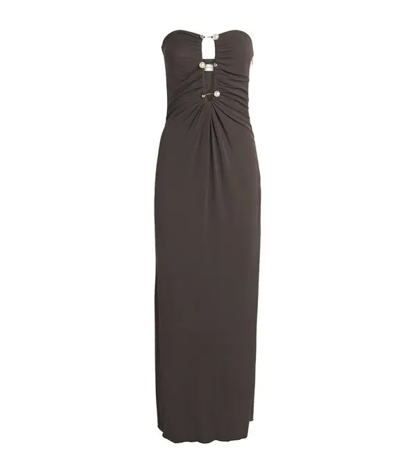 MORE NOIR Alina Strapless Maxi Dress With Metallic Accents