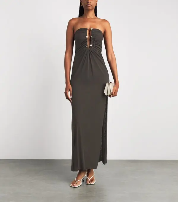 MORE NOIR Alina Strapless Maxi Dress With Metallic Accents