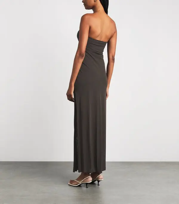 MORE NOIR Alina Strapless Maxi Dress With Metallic Accents