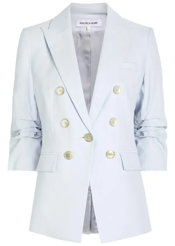 Veronica Beard Tomi Dickey Gathered-sleeve Twill Blazer
