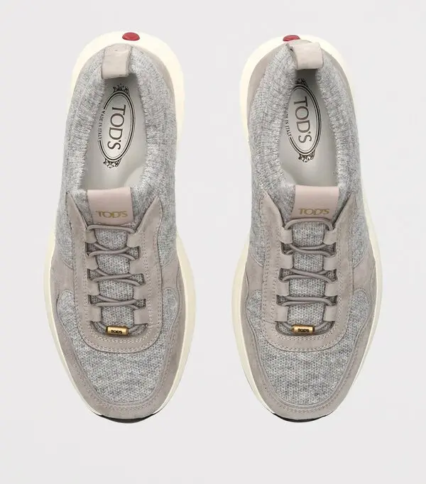 TOD'S Suede-knit Red Dot Sneakers