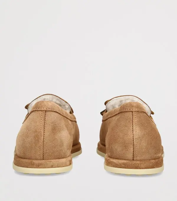 TOD'S Shearling Gomma Suede Slippers - Beige